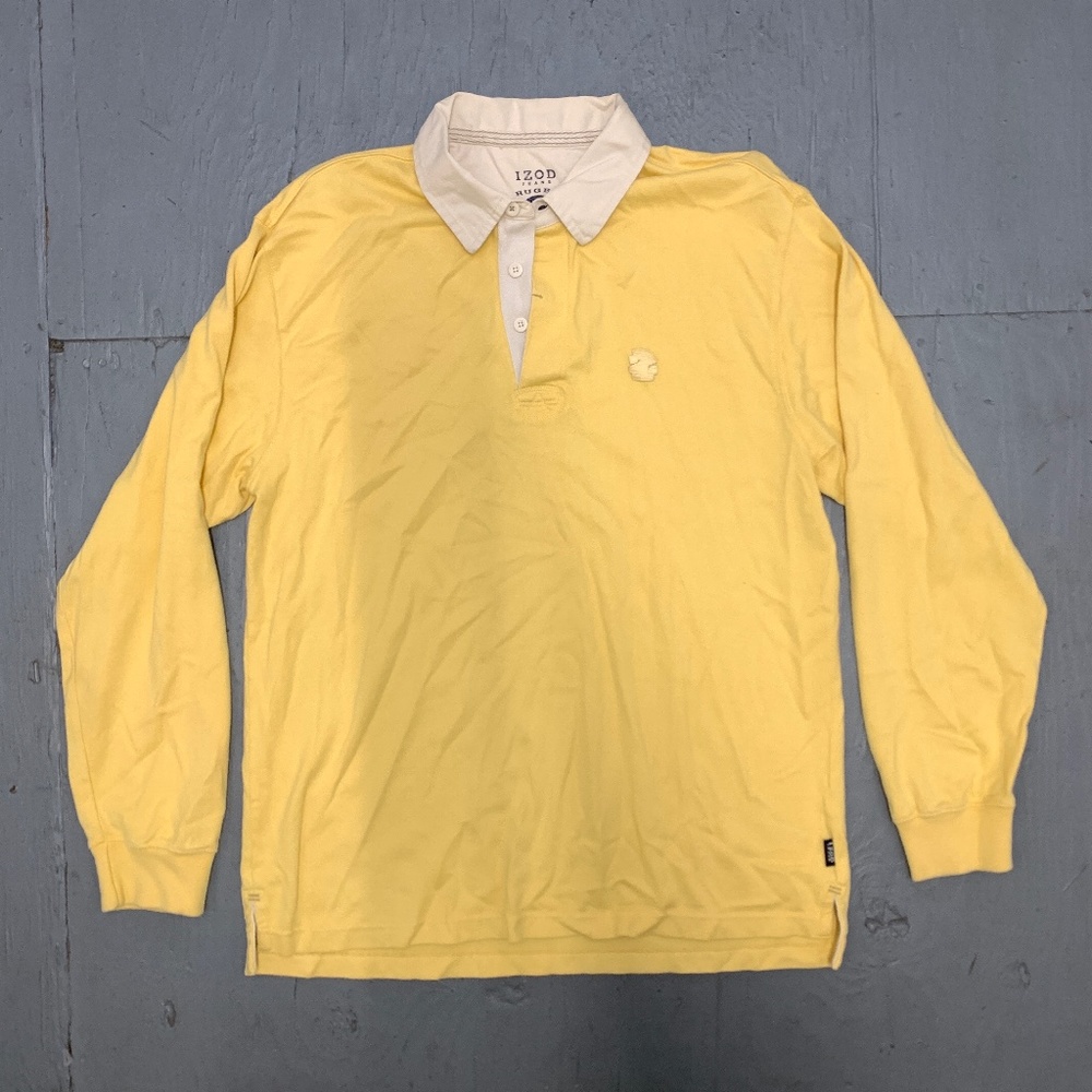 Vintage Izod Rugby Long Sleeve Polo Shirt Mens Large … - Gem